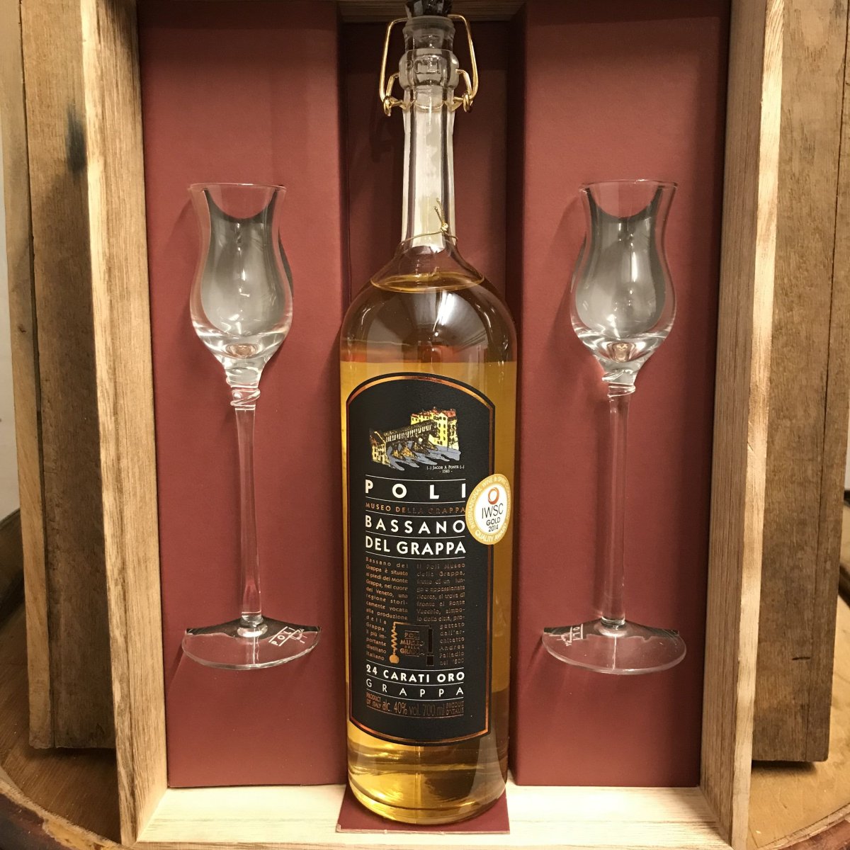 Poli Grappa Carati m 2 glas i gaveæske 0,5l - Italiensk Spiritus ...